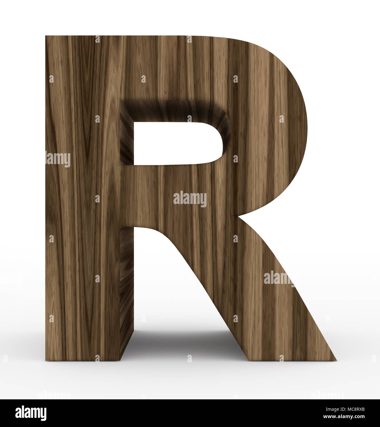 letter R 3d wooden isolated on white - 3d rendering Stock Photo - Alamy