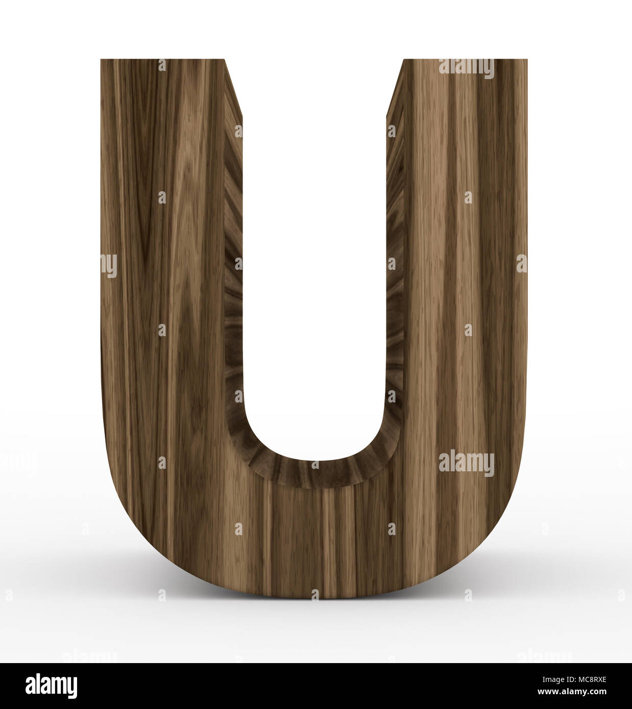 letter U 3d wooden isolated on white - 3d rendering Stock Photo - Alamy