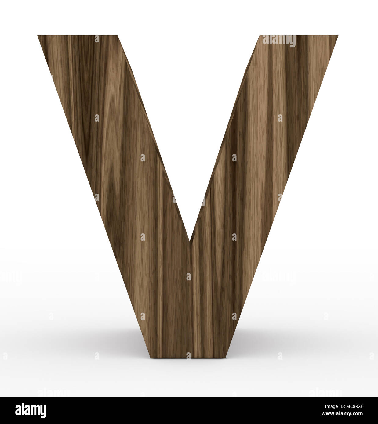 letter V 3d wooden isolated on white - 3d rendering Stock Photo - Alamy