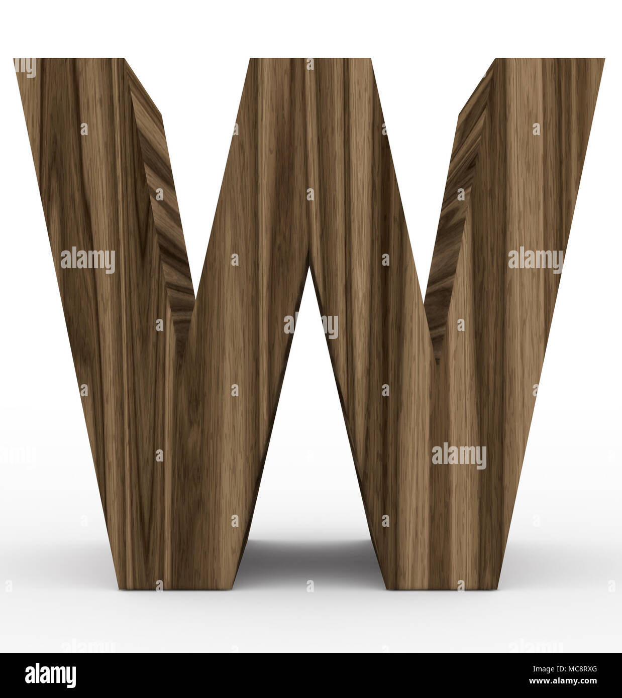 letter W 3d wooden isolated on white - 3d rendering Stock Photo - Alamy