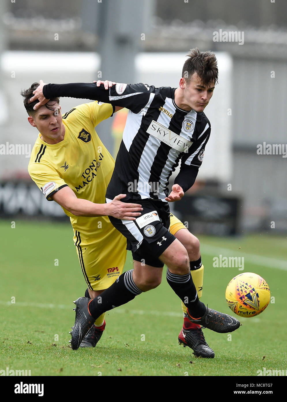Livingston’s Jackson Longridge (left) and St Mirren’s Danny Mullen ...