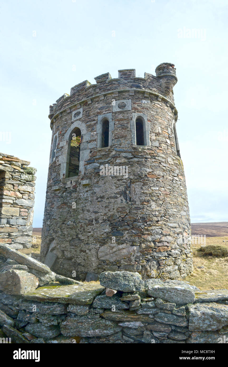 Watchtowers at Brough Lodge on the island of Fetlar off of Shetland ...
