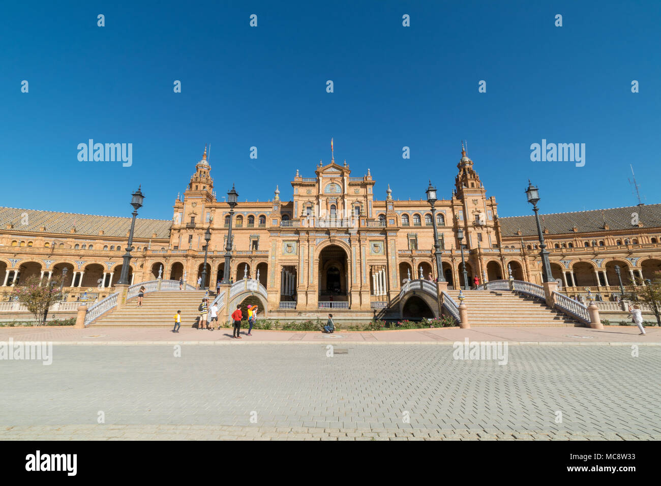 a photo in front of the main building at Plaza De Espana in Seville ...
