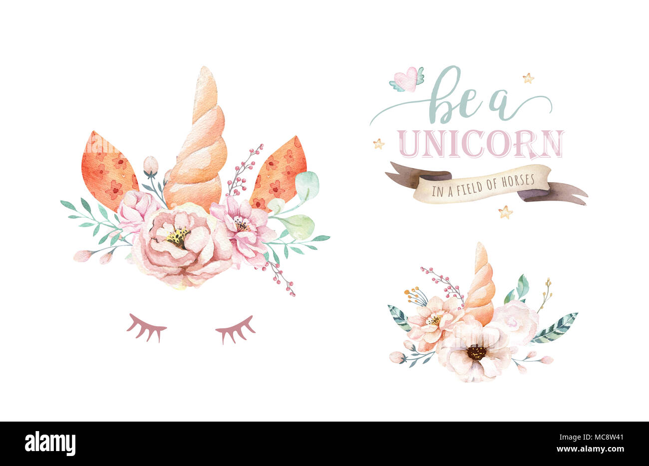 Unicorn Clip Art Flowers