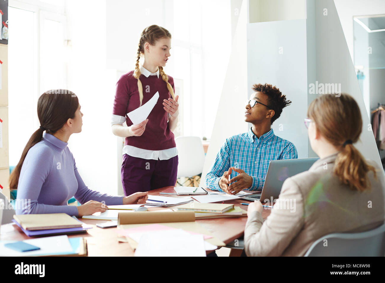 Group students discussing seminar hi-res stock photography and images ...