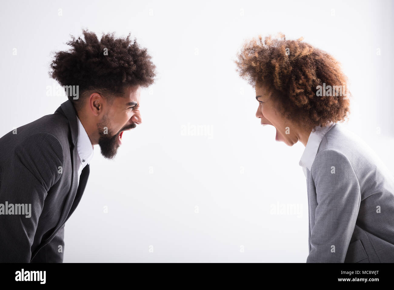 Two business people shouting in hi-res stock photography and images - Alamy