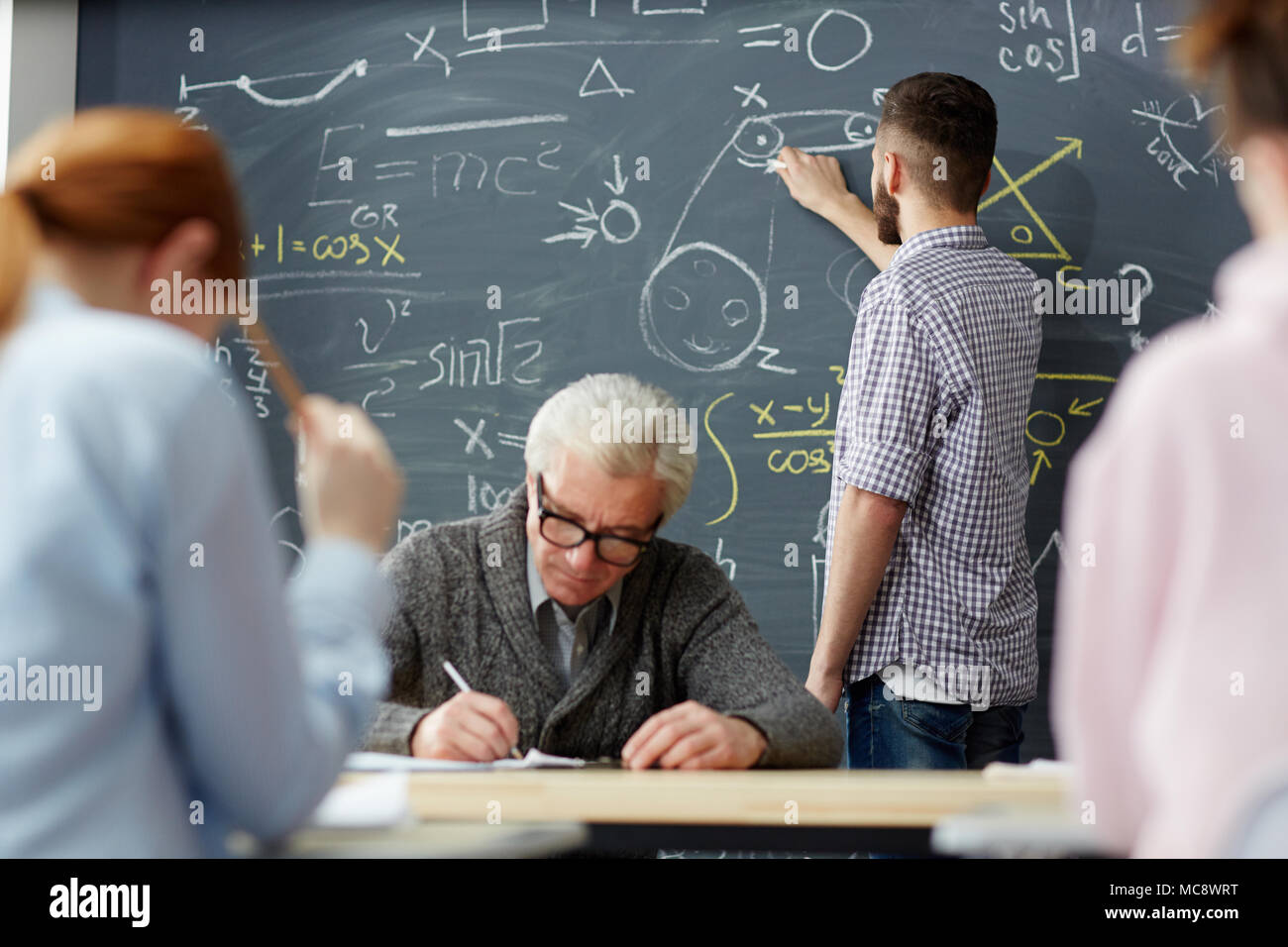 Chalk writing in chalk classroom algebra education hi-res stock ...