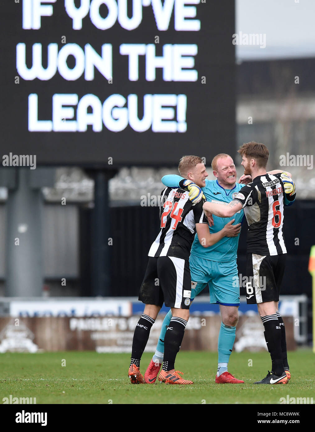 St mirren players celebrate winning scottish championship hi-res stock ...