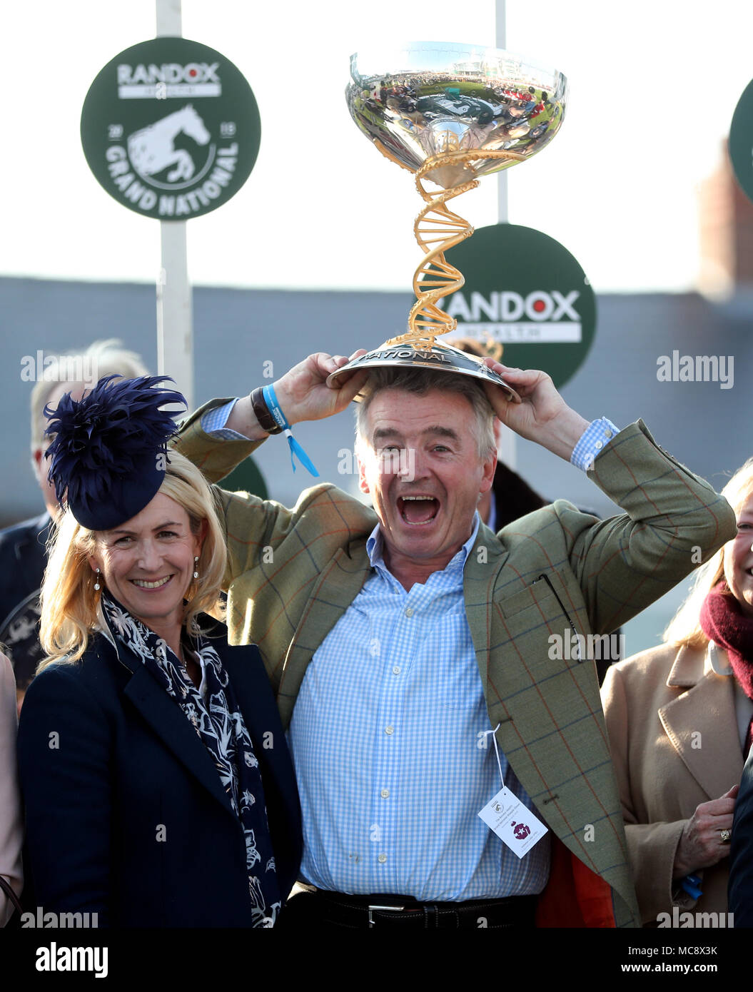 Winning owner Michael O'Leary celebrates after winning the Randox ...
