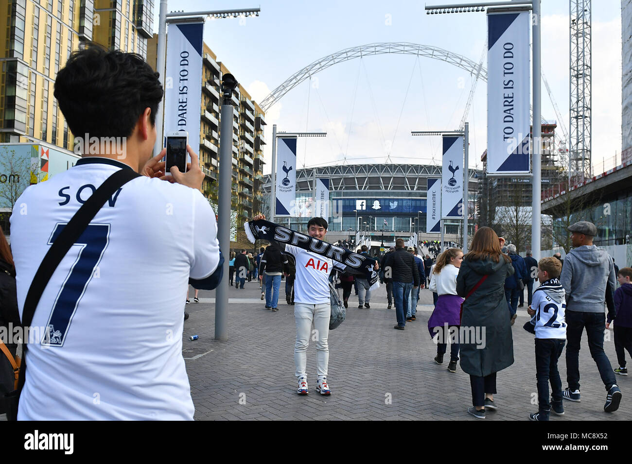 Tottenham hotspur fans arriving premier league match wembley stadium hi ...