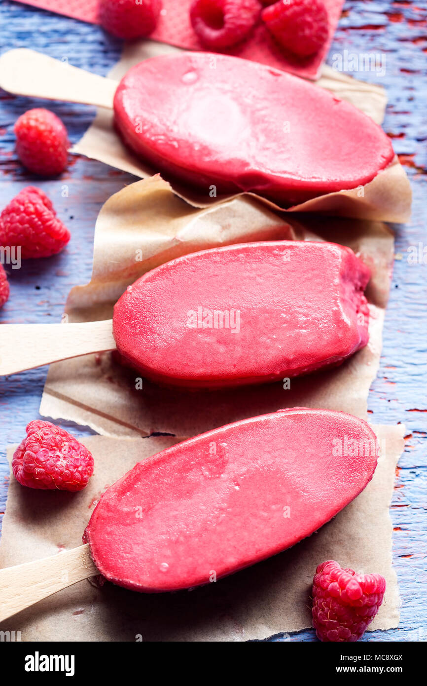 Raspberry smoothie popsicles Stock Photo - Alamy