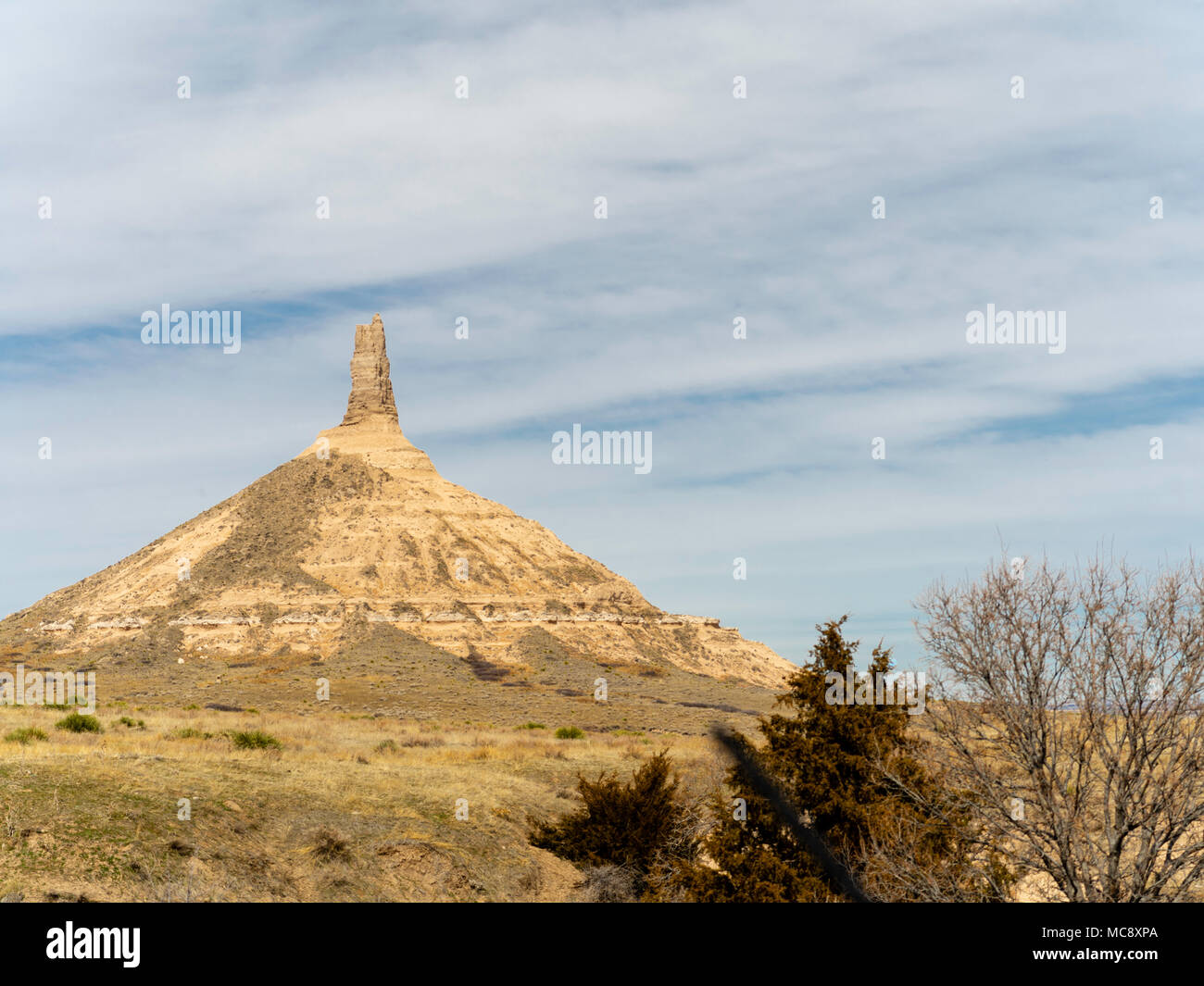 View of Chimney Rock, near Bayard, Nebraska; Chimney Rock National ...