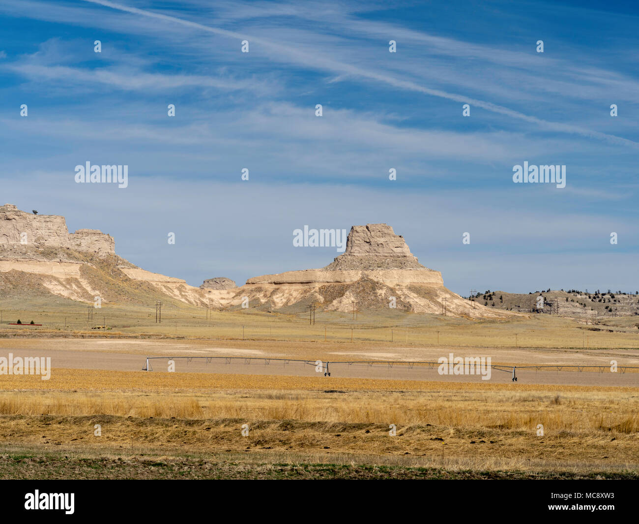 Distant view of Scotts Bluff National Monument from the south, near ...