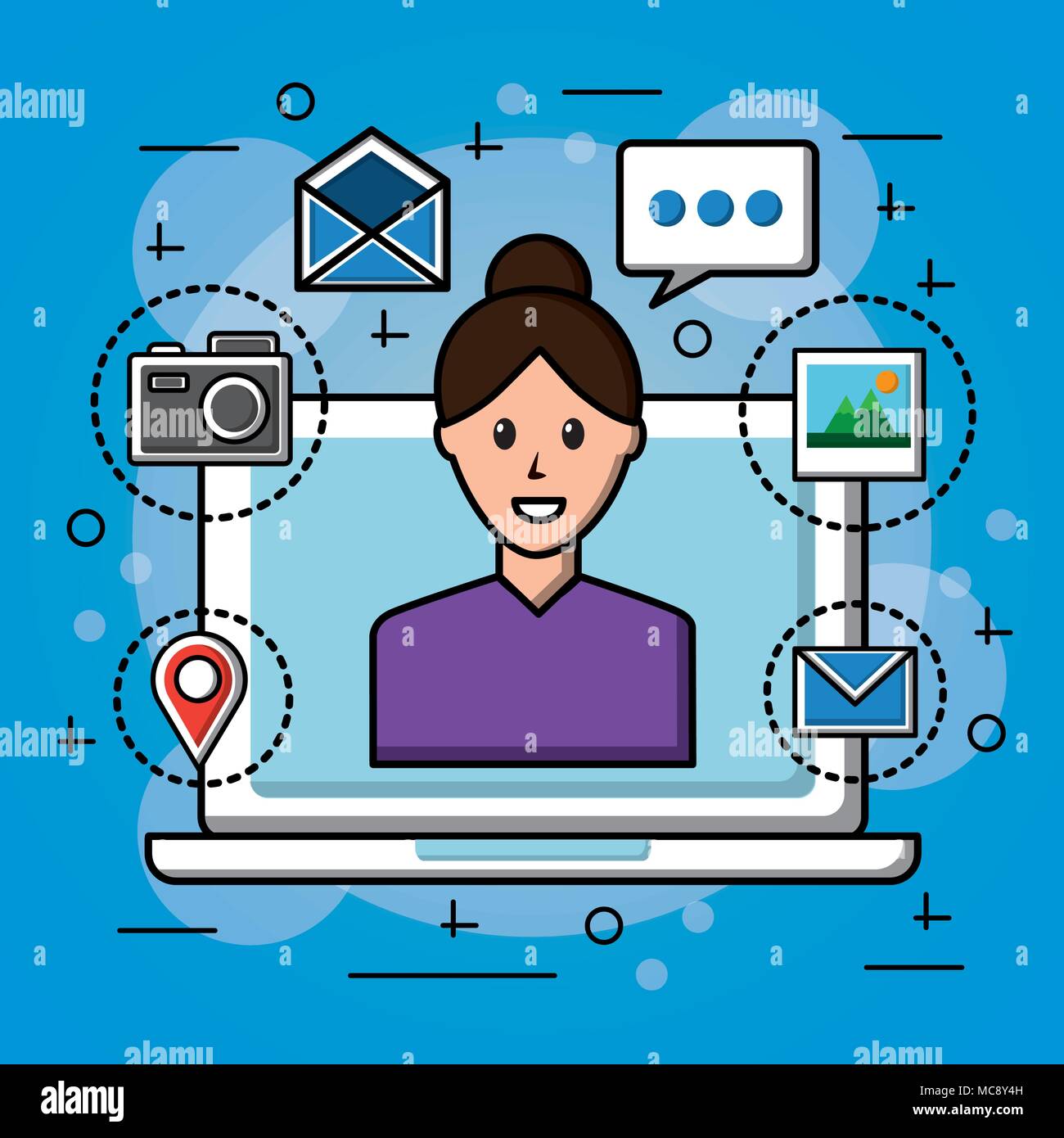 Woman social media symbols Stock Vector Images - Alamy