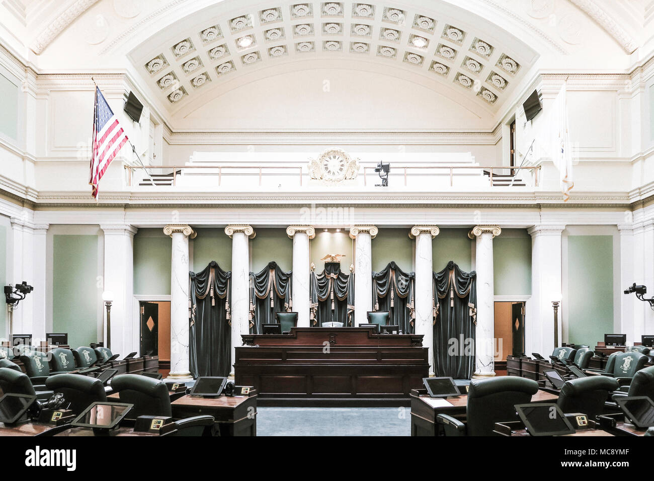 Interior of the Rhode Island State House Senate Chamber in Providence ...
