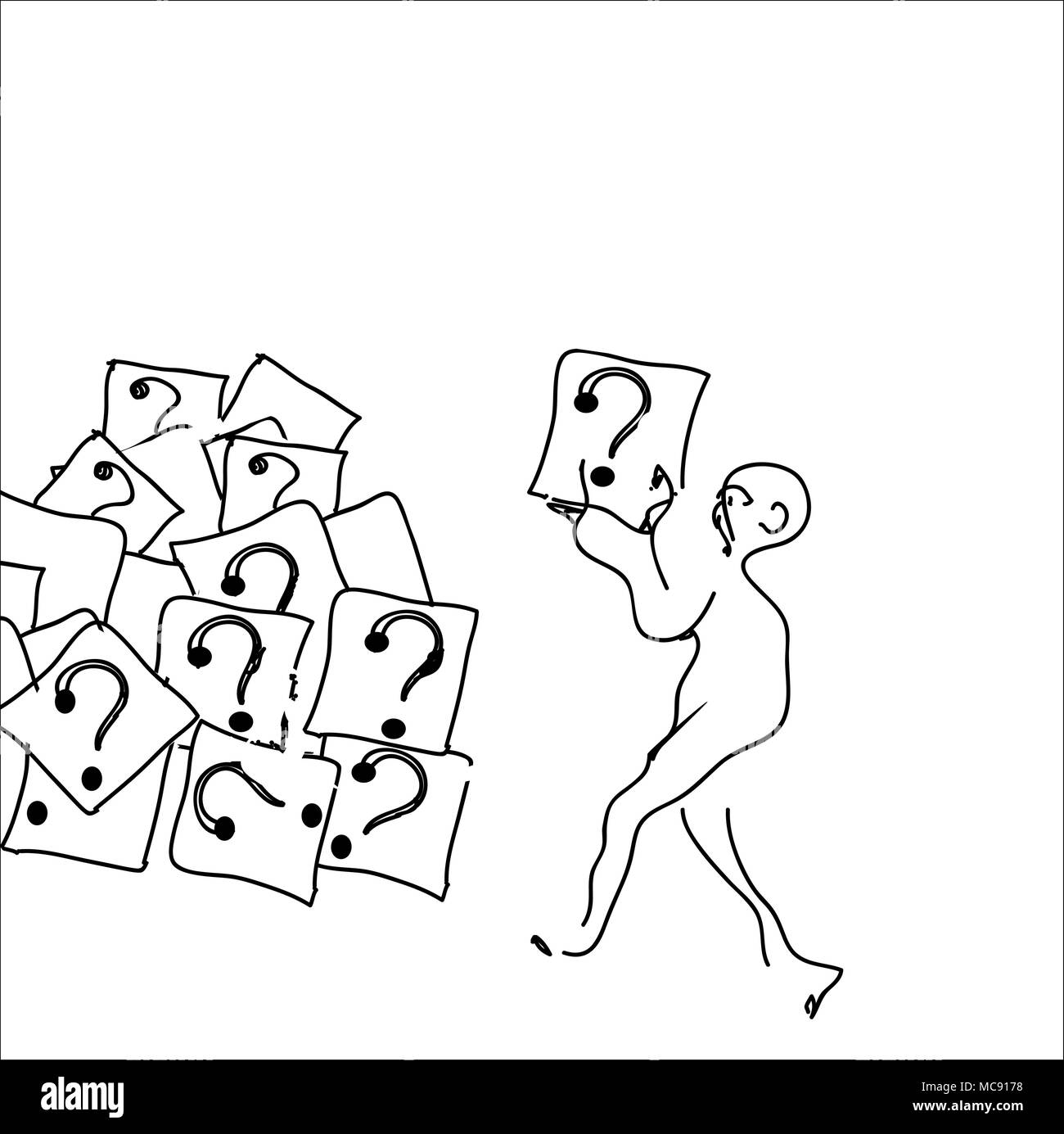 Question mark man concept illustration Black and White Stock Photos ...