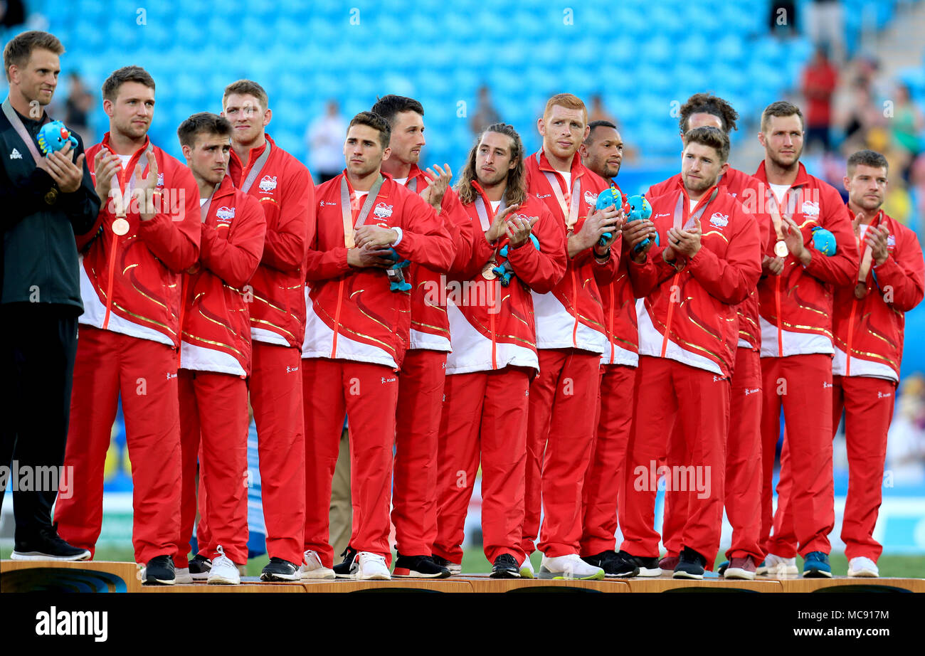 The England Men's Rugby team celebrate winning bronze in the Men's ...