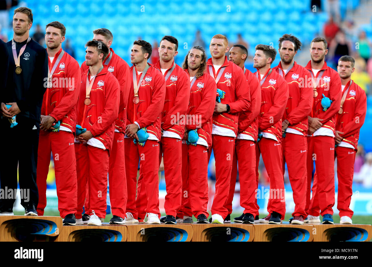 The England Men's Rugby team celebrate winning bronze in the Men's ...