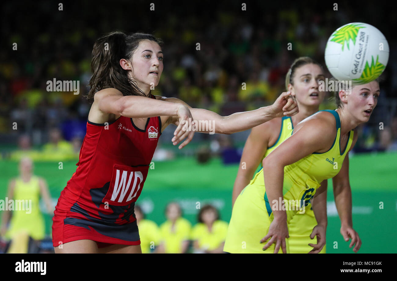 England's Beth Cobden in action during the Women's Netball gold match ...