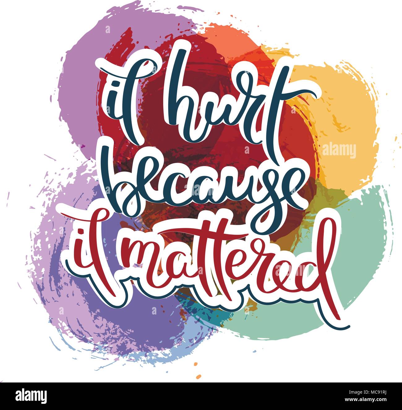 It hurt because it mattered. Hand drawn motivation quote. Creative ...