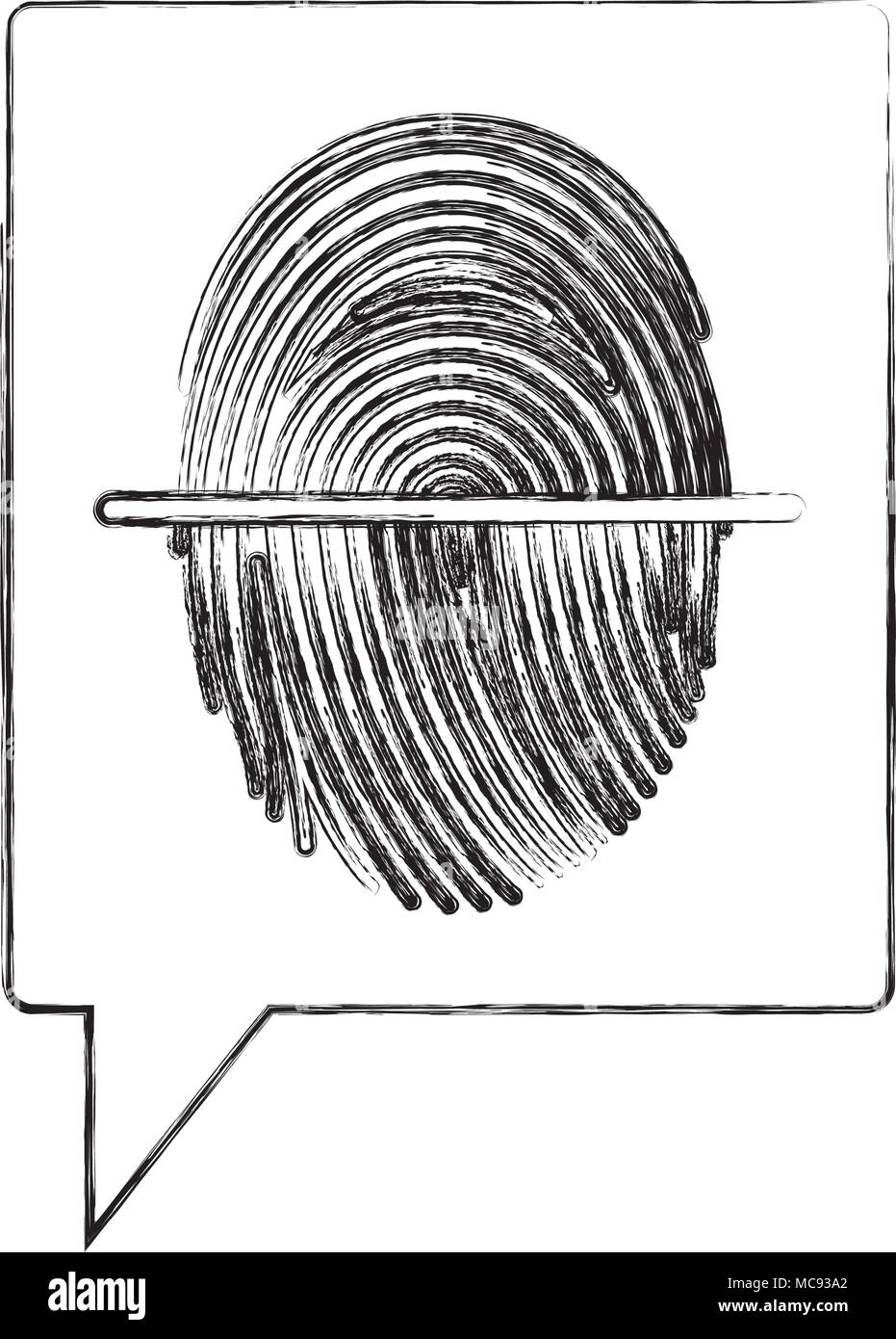 speech bubble with fingerprint access vector illustration design Stock ...