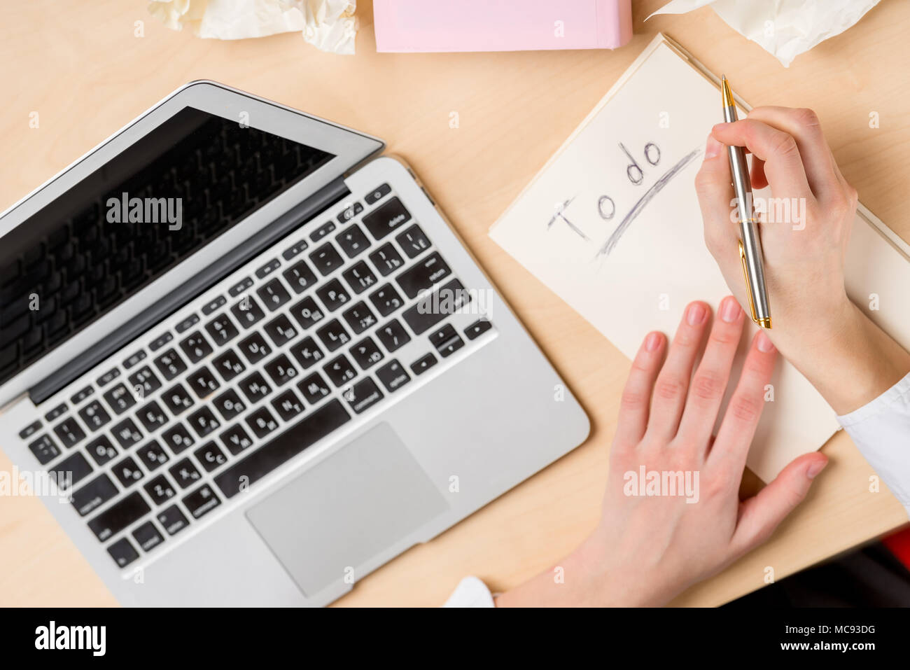 Top view girl hands writing hi-res stock photography and images - Alamy