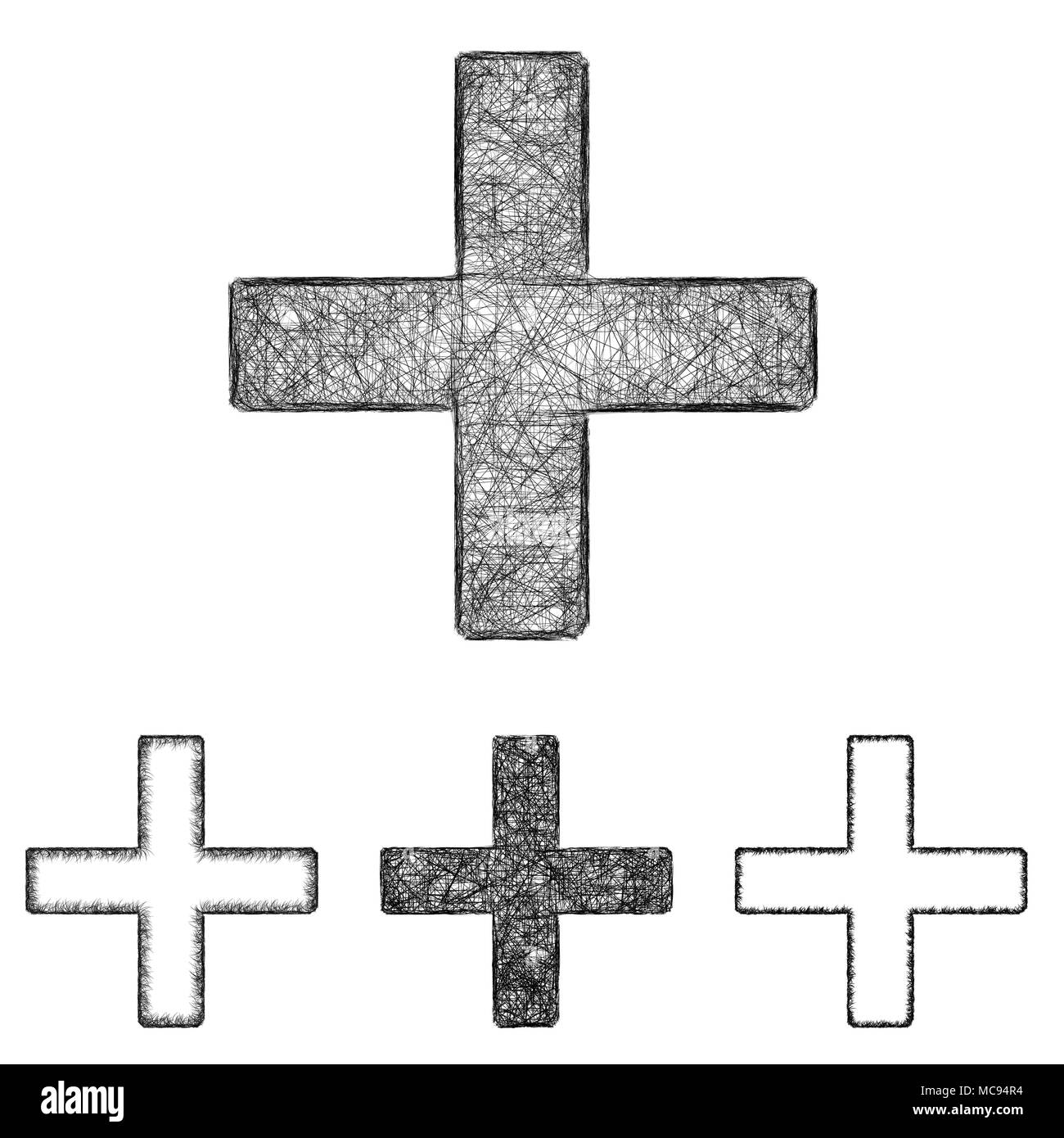 Plus icon set - sketch line art Stock Vector Image & Art - Alamy
