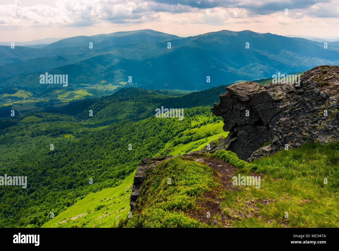 cliff over the hill in high mountains. beautiful summer landscape and ...