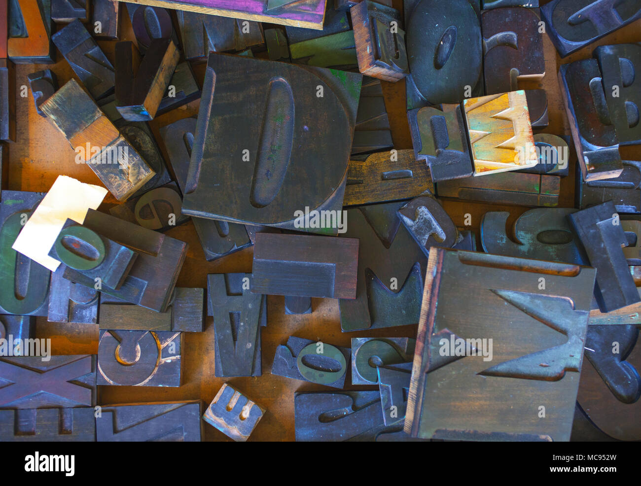 Alphabet stamp. Lot of vintage printing press letters Stock Photo - Alamy