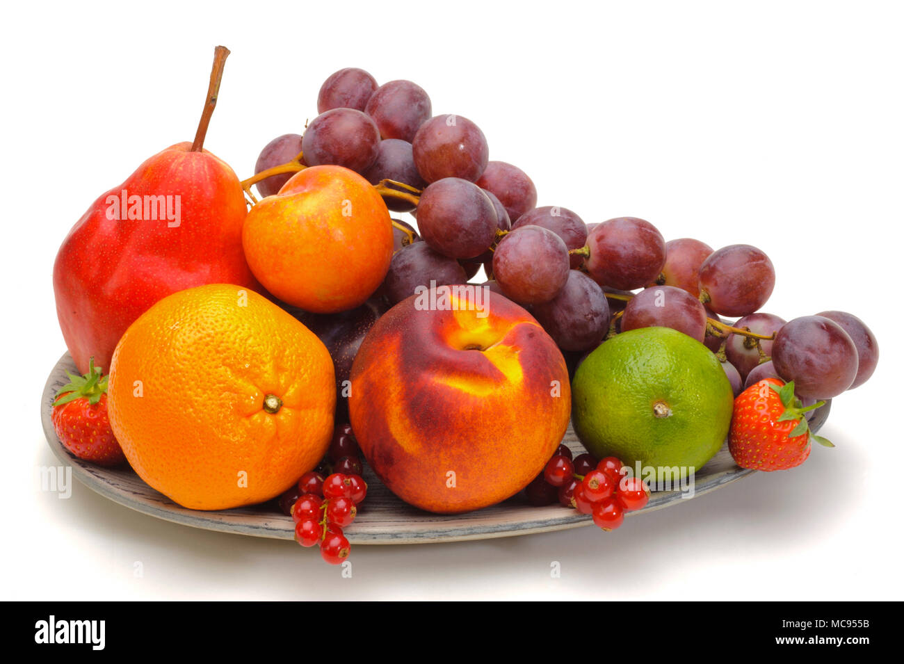 arrangement of fresh fruits from market and isolated over white ...
