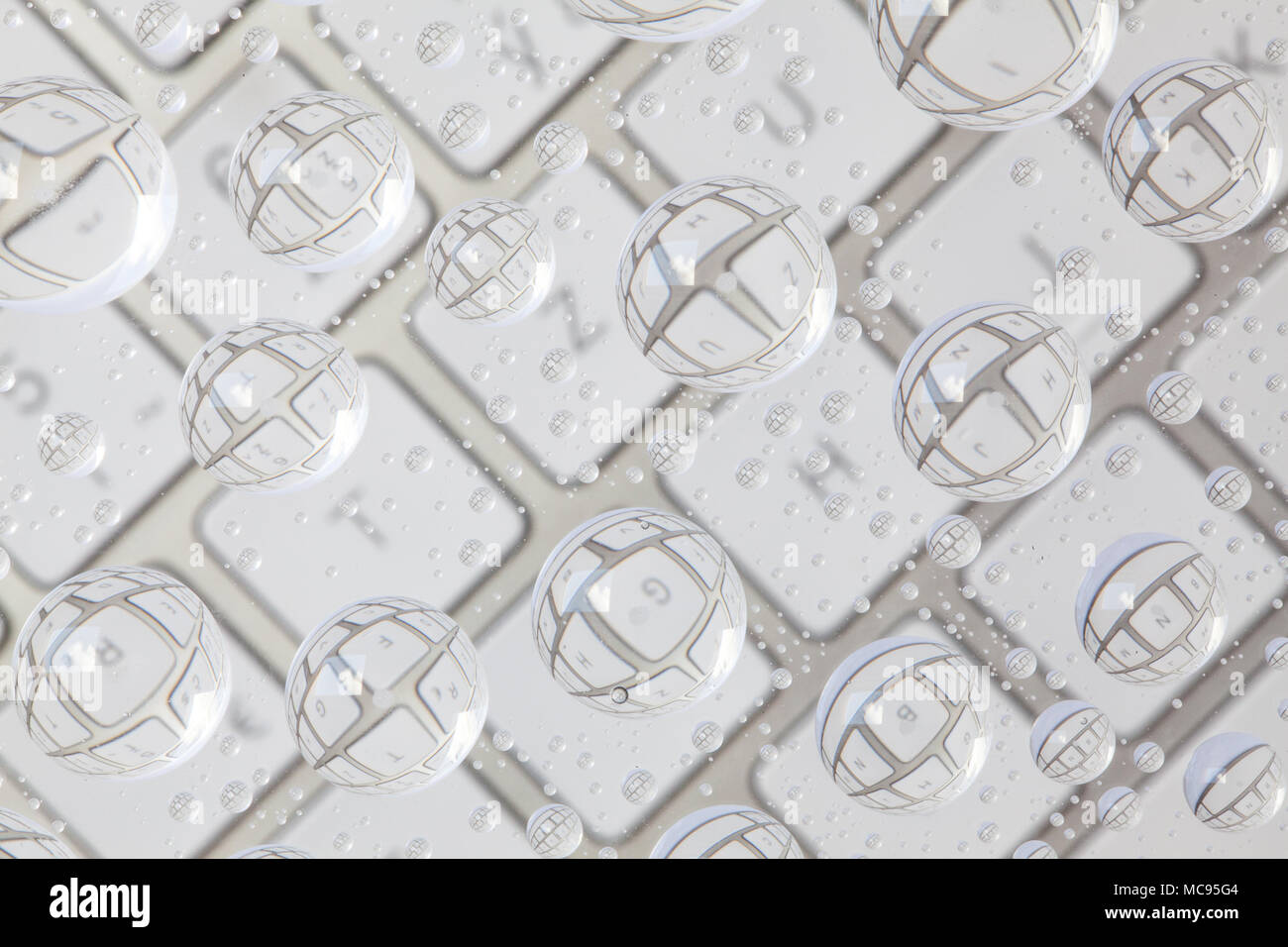 White background with raindrops and computer keyboard Stock Photo - Alamy