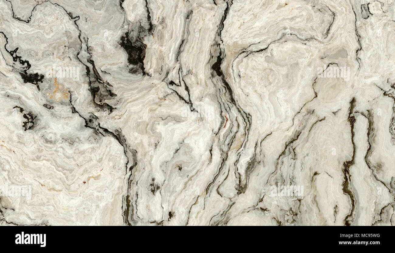 White marble pattern with curly grey and black veins. Abstract texture ...