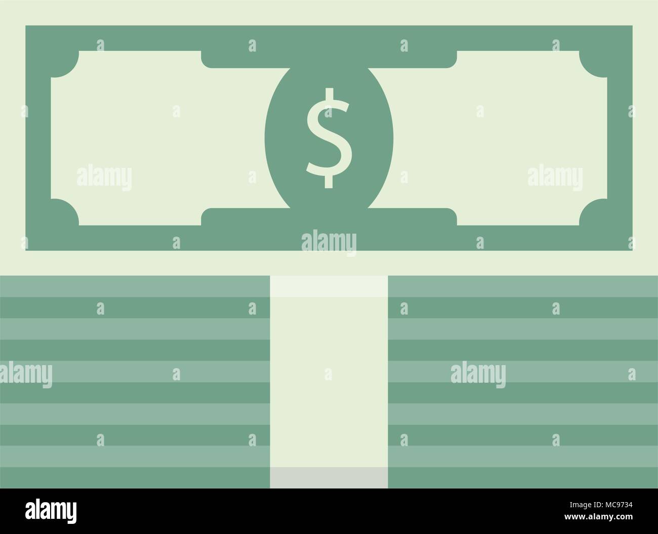 Banknote dollar and stack of money. Vector wealth cash, stack green ...