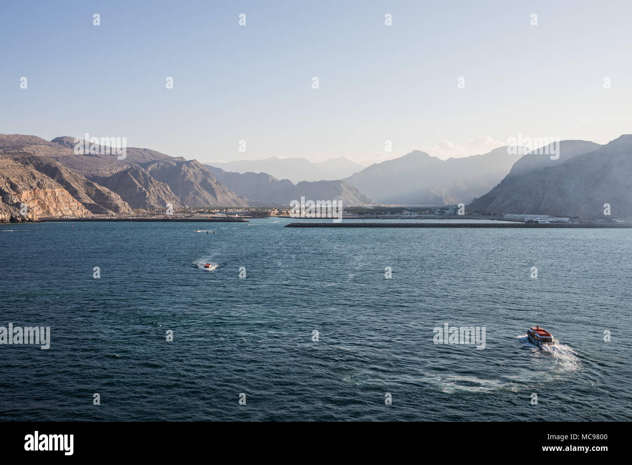 View of Khasab, Musandam from the sea Stock Photo - Alamy