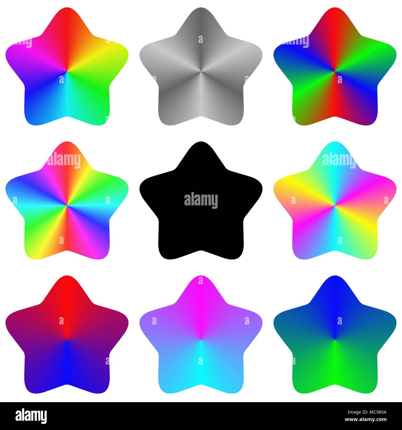 Abstract isolated gradient rainbow star set Stock Vector Image & Art ...