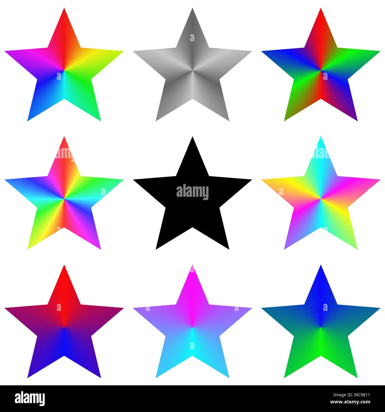 Abstract isolated gradient rainbow star set Stock Vector Image & Art ...