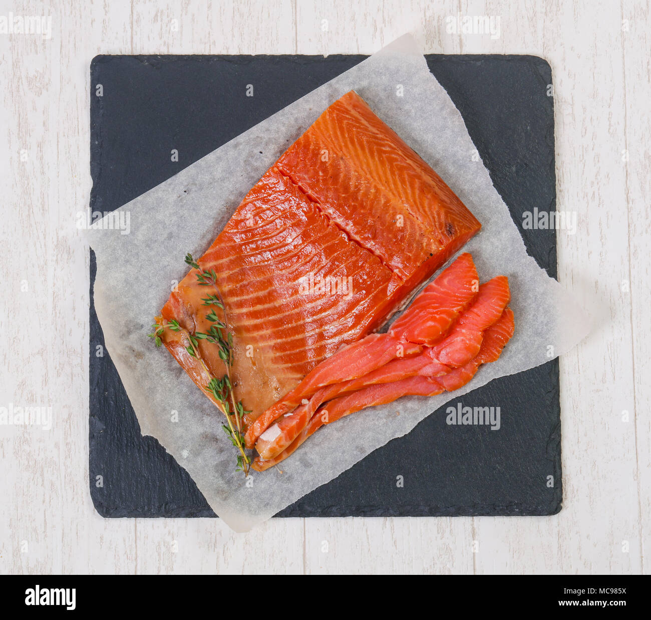 Raw trout fillet with salt and spices Stock Photo - Alamy