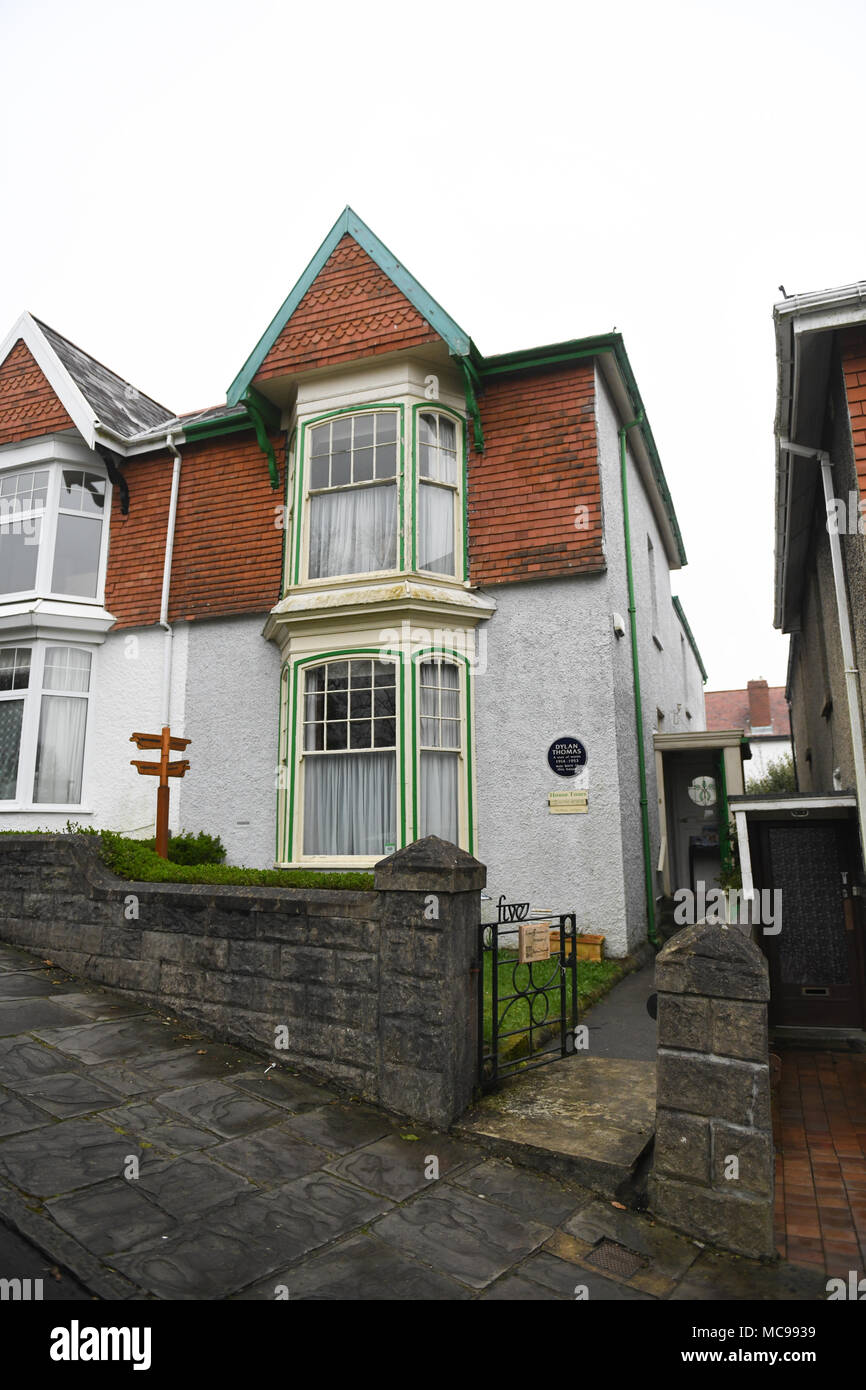 Exterior image of the birthplace of Dylan Thomas in Swansea. Located on ...