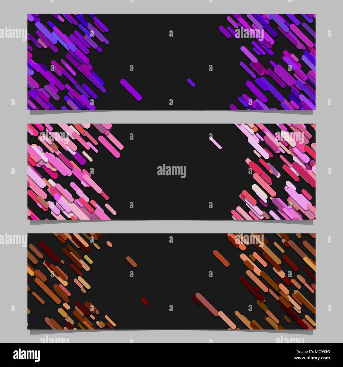 Abstract diagonal rounded stripe pattern banner template design set ...