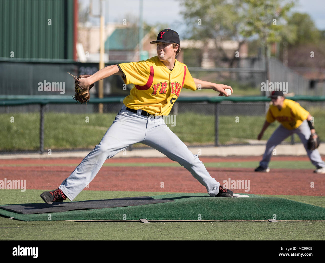 Baseball action with University Prep vs. Yreka High School Stock Photo ...