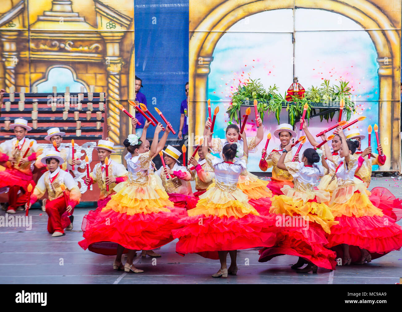 Participants in the Sinulog festival in Cebu city Philippines Stock ...