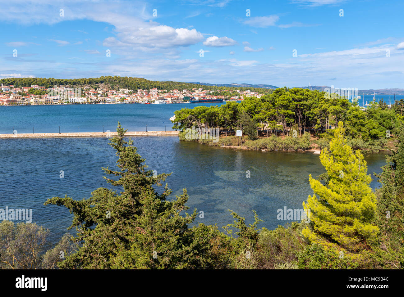 View of Argostoli town, capital of Cephalonia island. Greece Stock ...