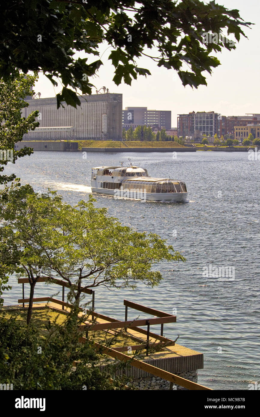 A riverboat on the St. Lawrence river in the Old Port of Montreal ...
