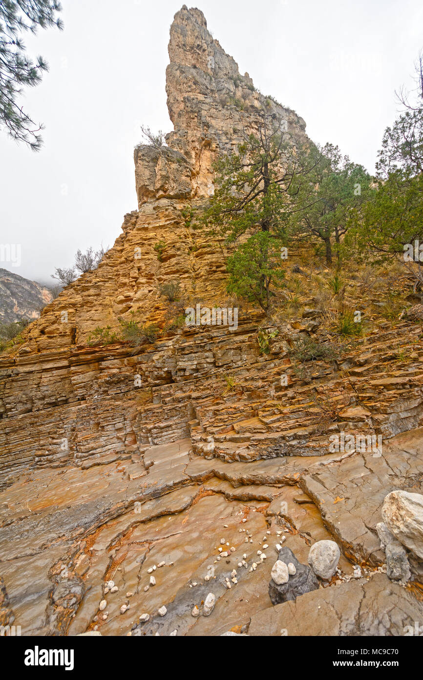 Rock Pinnacle in the Devil's Hall of Guadalupe Mountains National Park ...