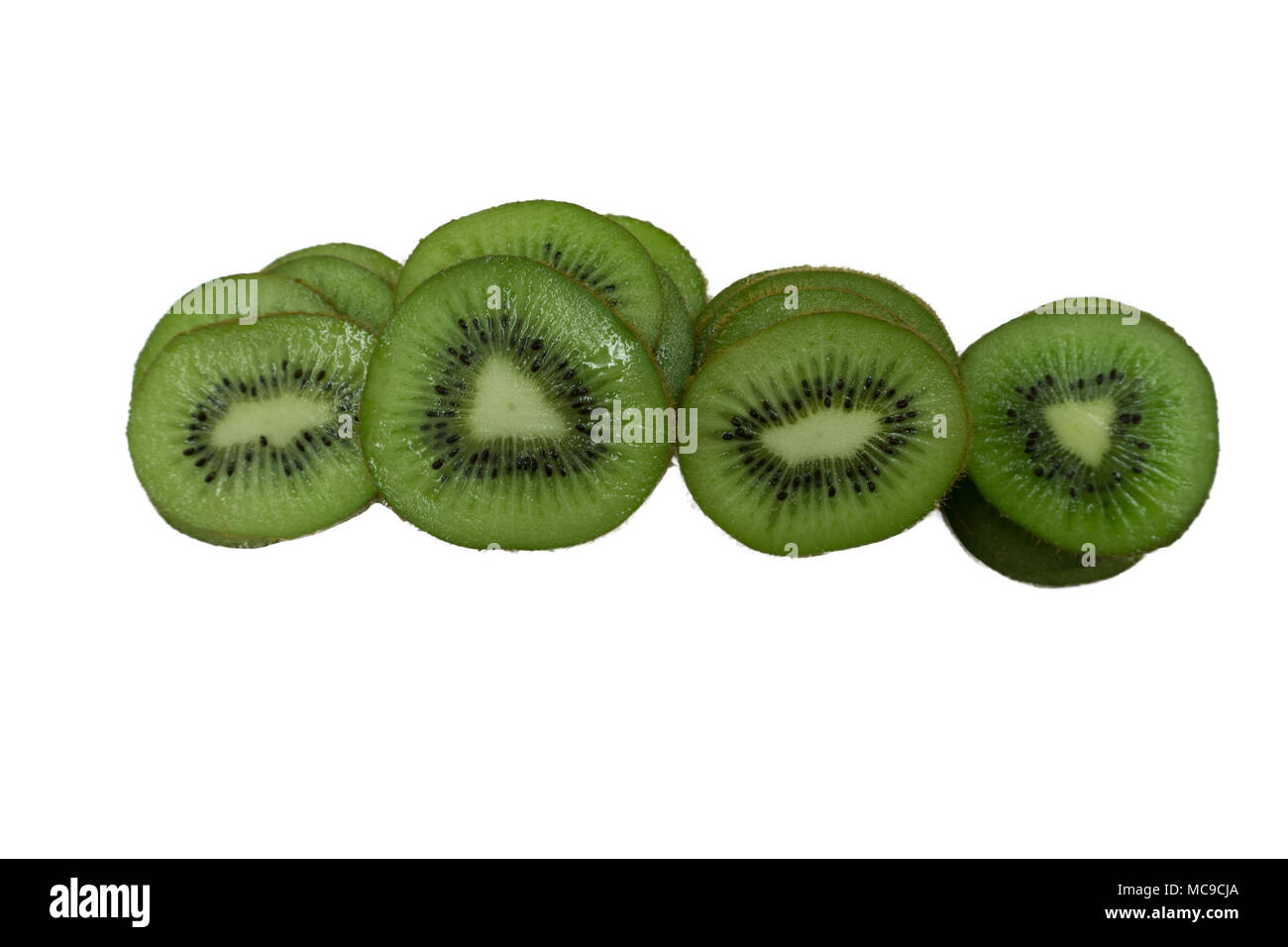 Kiwi fruit sliced segments isolated on white background cutout Stock ...