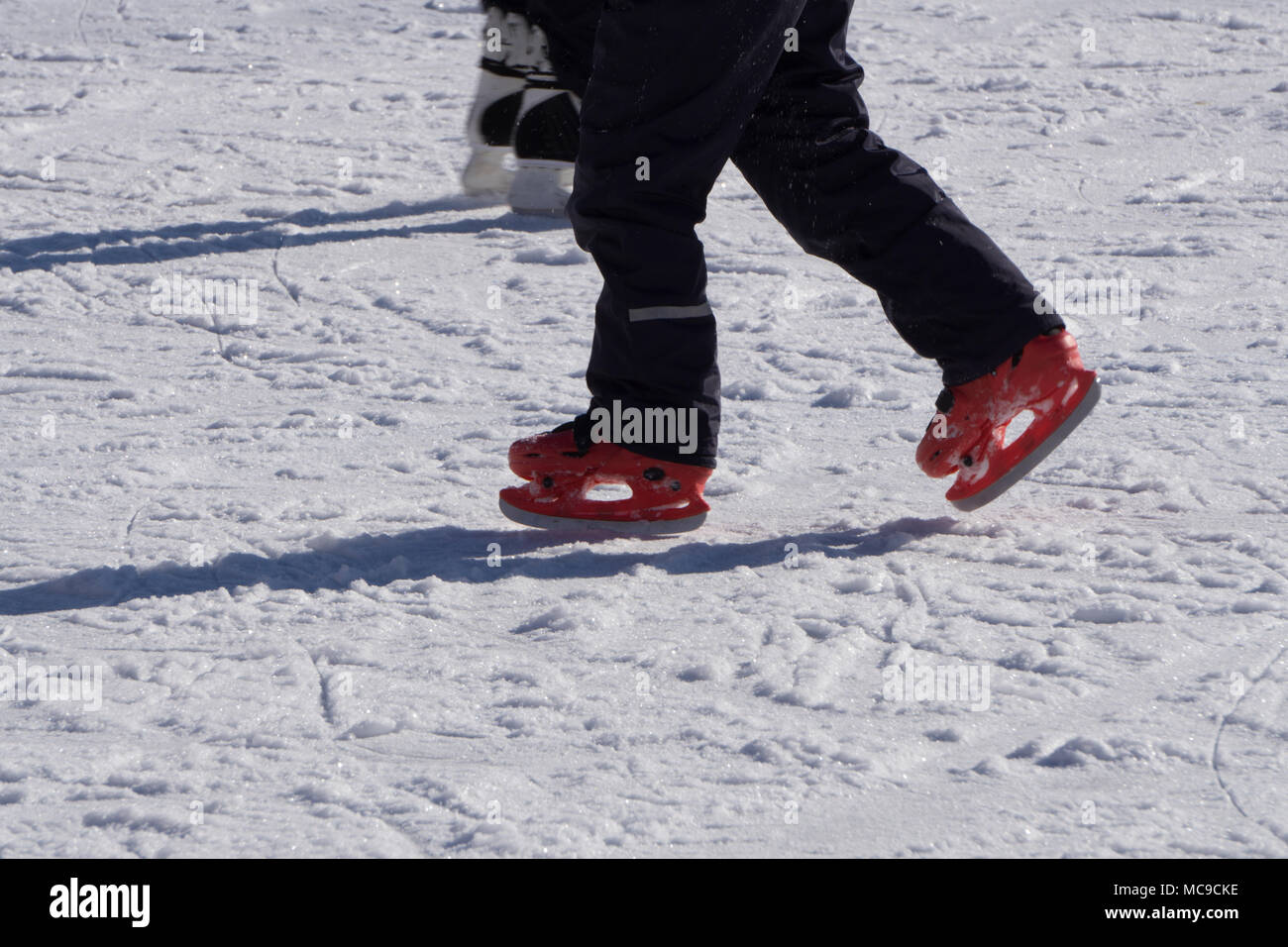 skates in red covers isolated on white background Stock Photo - Alamy