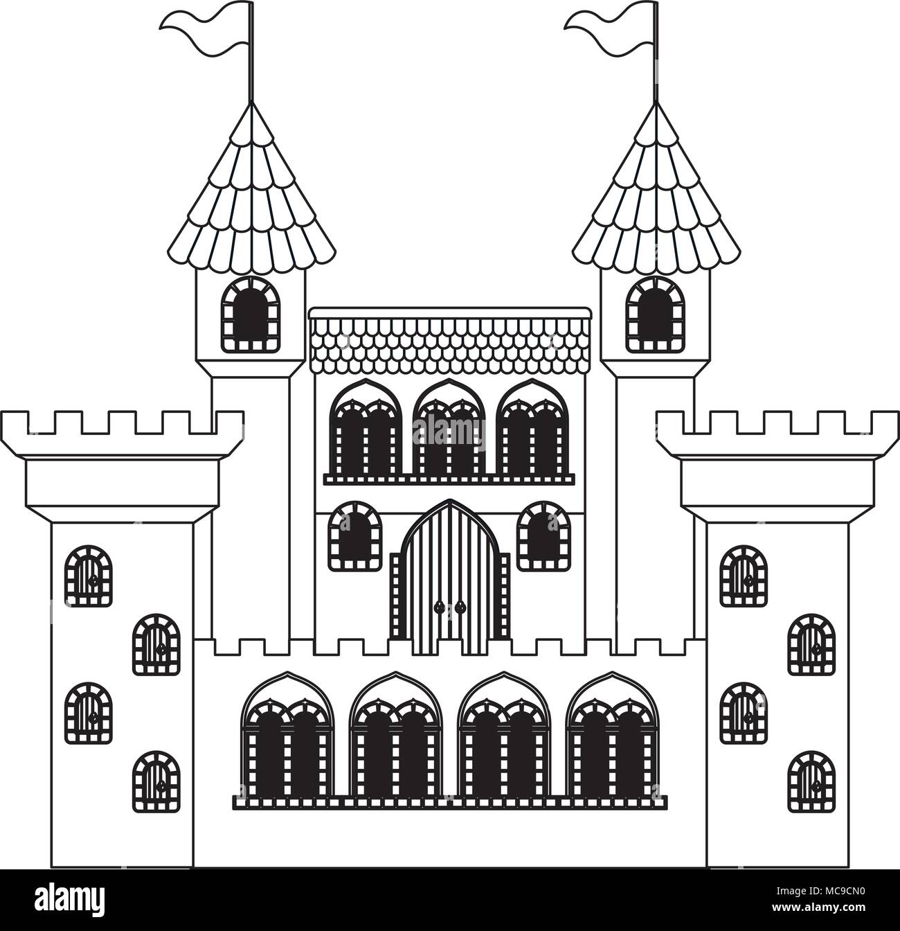 medieval castle with flags Stock Vector Image & Art - Alamy