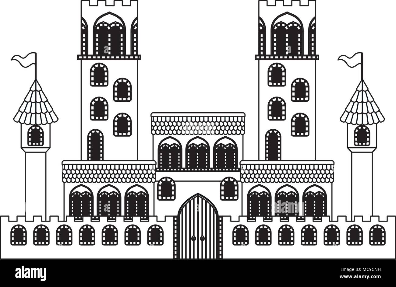 medieval castle with flags Stock Vector Image & Art - Alamy