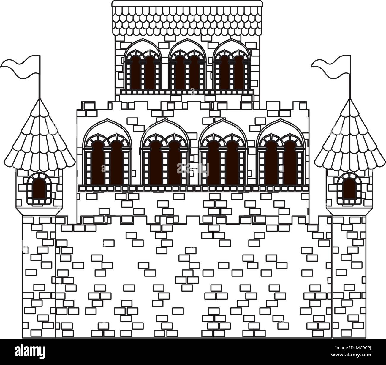 medieval castle with flags Stock Vector Image & Art - Alamy