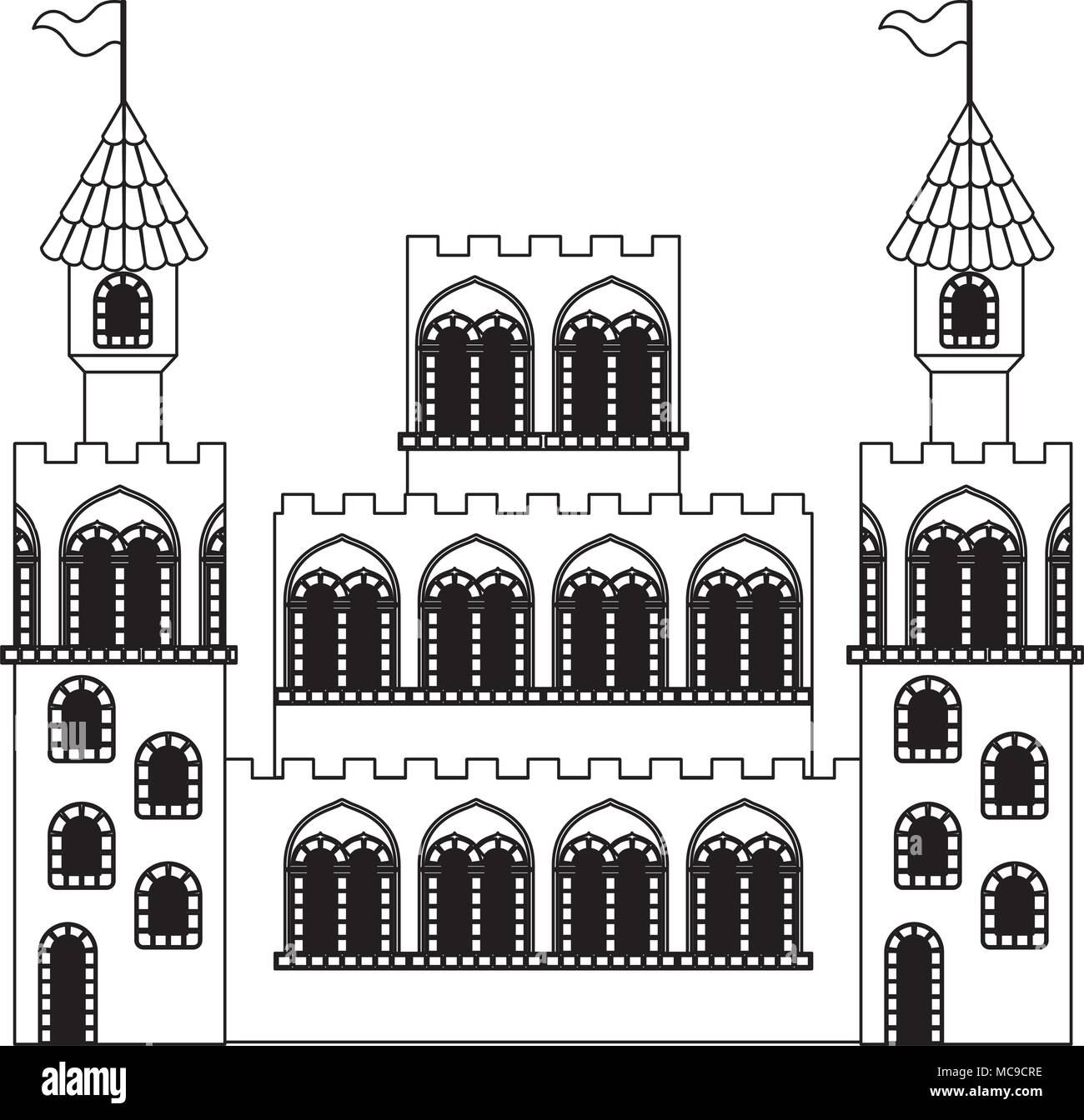 medieval castle with flags Stock Vector Image & Art - Alamy